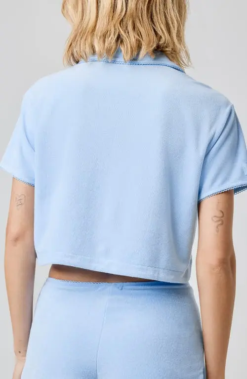 FLORENCE BY MILLS Terry Cloth Crop Snap-up Shirt - Windsurfer