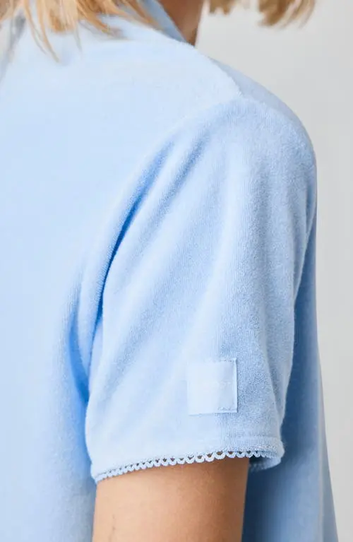 FLORENCE BY MILLS Terry Cloth Crop Snap-up Shirt - Windsurfer