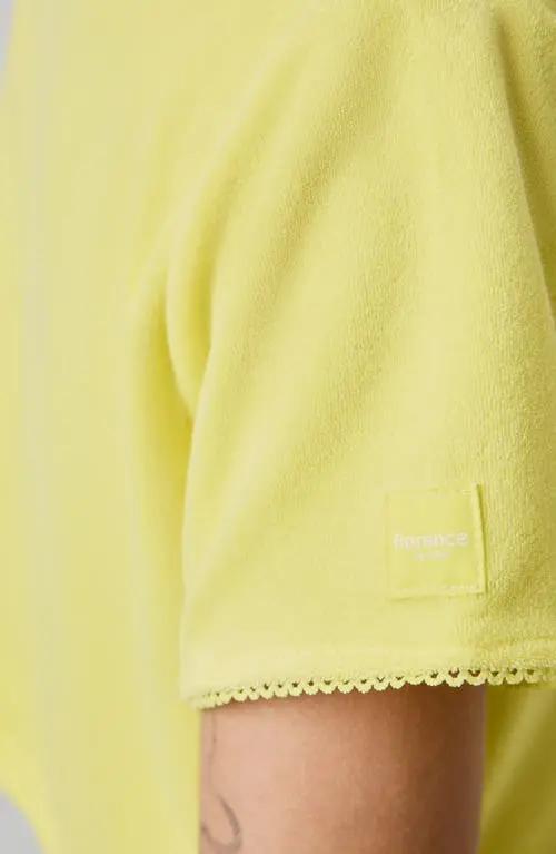 FLORENCE BY MILLS Terry Cloth Crop Snap-up Shirt - Yellow Iris