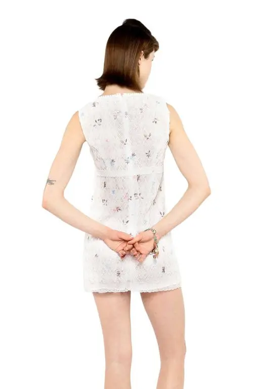 Anna Sui Embroidered Lacey Trellis Mini Dress