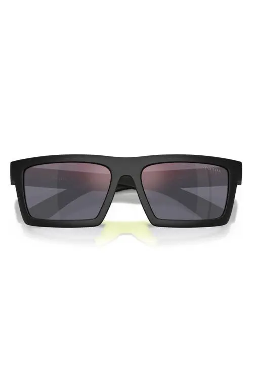 Prada 55mm Rectangular Sunglasses - Matte Black/grey Mirror Red