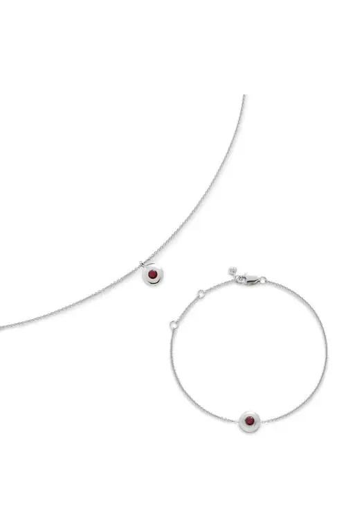 Monica Vinader Birthstone Chain Bracelet - Sterling Silver /ruby