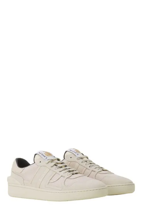 LANVIN Clay Leather And Mesh Sneakers - Pale Grey