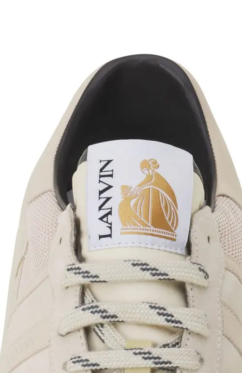 LANVIN Clay Leather And Mesh Sneakers - Pale Grey