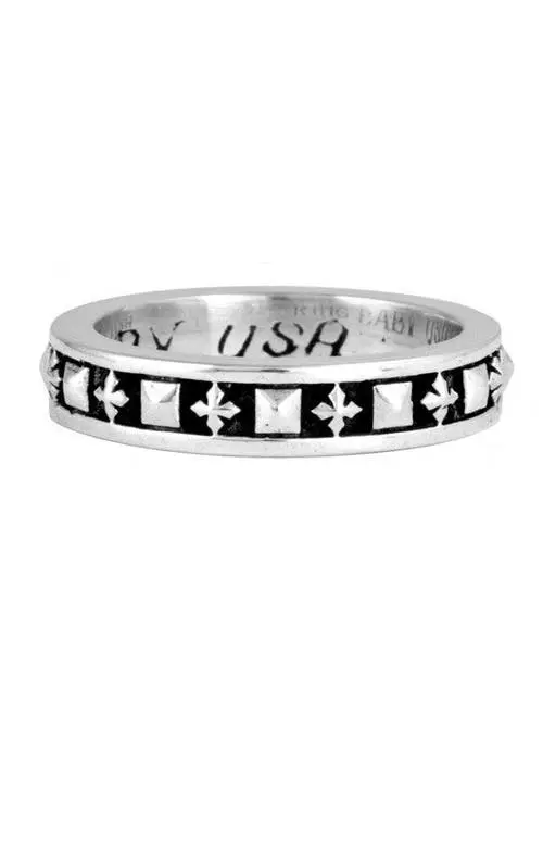 KING BABY STUDIO Studded Ring With Crosses - Silver