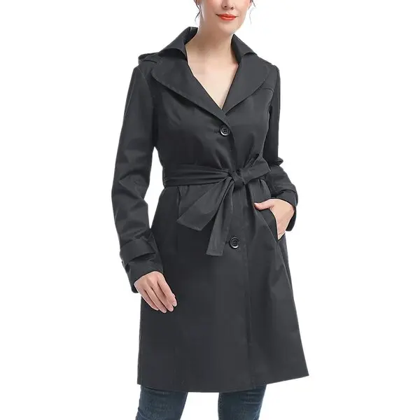 KIMI + KAI Hooded Trench Coat - Black