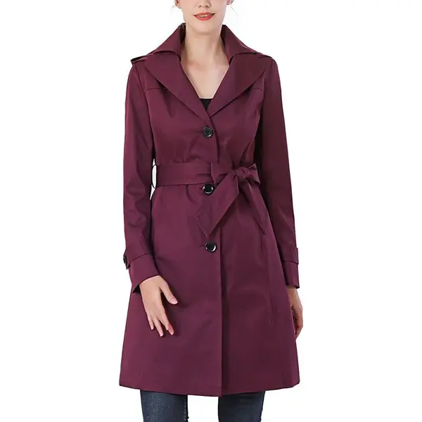 KIMI + KAI Hooded Trench Coat - Grape Wine