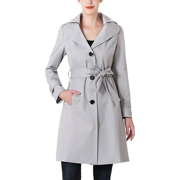 KIMI + KAI Adel Hooded Trench Coat - Gray