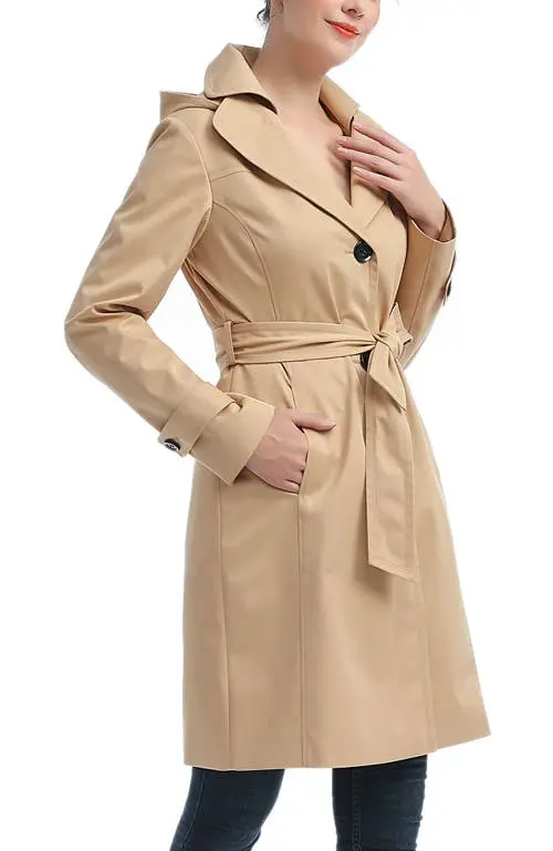 KIMI + KAI Hooded Trench Coat - Tan