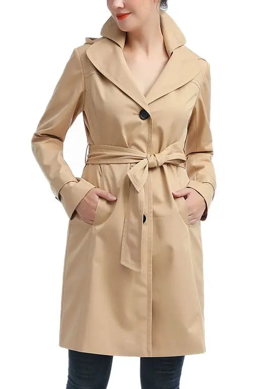 KIMI + KAI Hooded Trench Coat - Tan