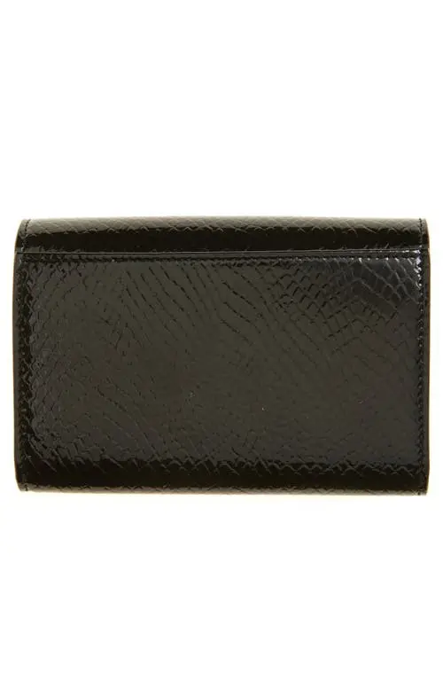 Saint Laurent Small Cassandre Croc Embossed Leather Wallet