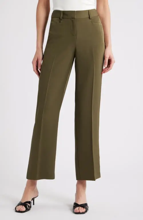 TAHARI ASL Brushed Woven Straight Leg Pants