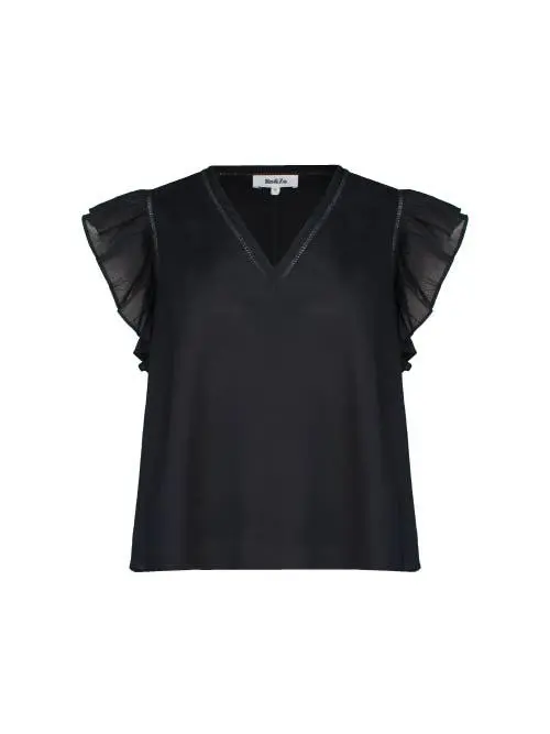 RO&ZO Cotton Frill-sleeve Top