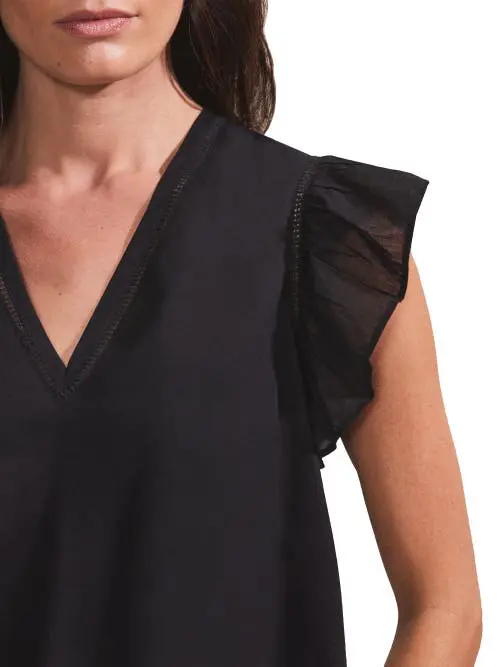 RO&ZO Cotton Frill-sleeve Top