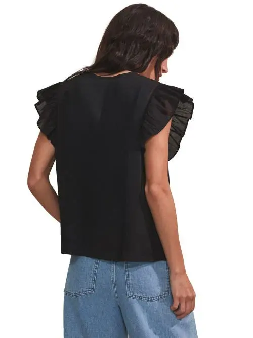 RO&ZO Cotton Frill-sleeve Top