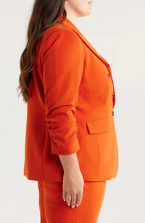 TAHARI ASL Double-breasted Jacket With Ruched Sleeves