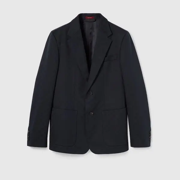 Gucci Gg Cotton Gabardine Jacquard Jacket - Blue