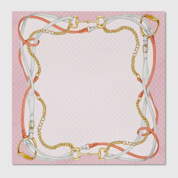 Gucci Printed Gg Silk Jacquard Carr - Pink