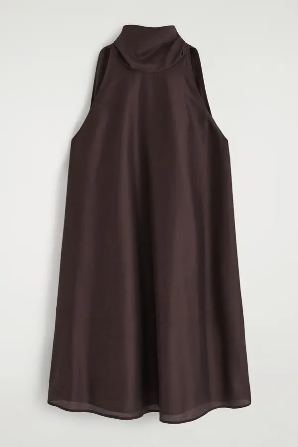 Cos Fluid Halterneck Mini Dress - Brown