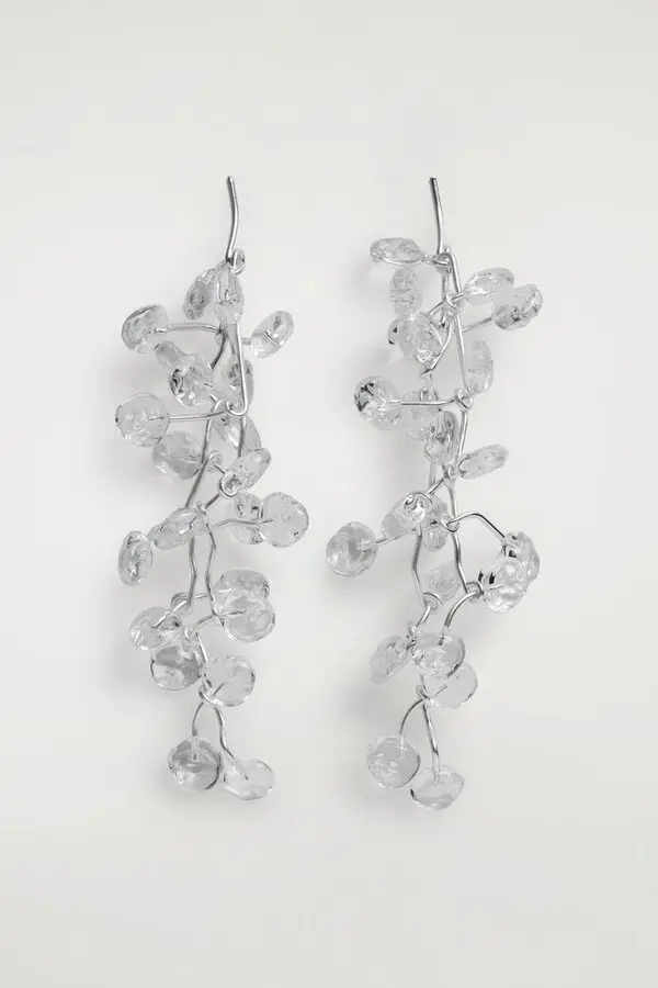 Cos Cascading Earrings - Silver-colored