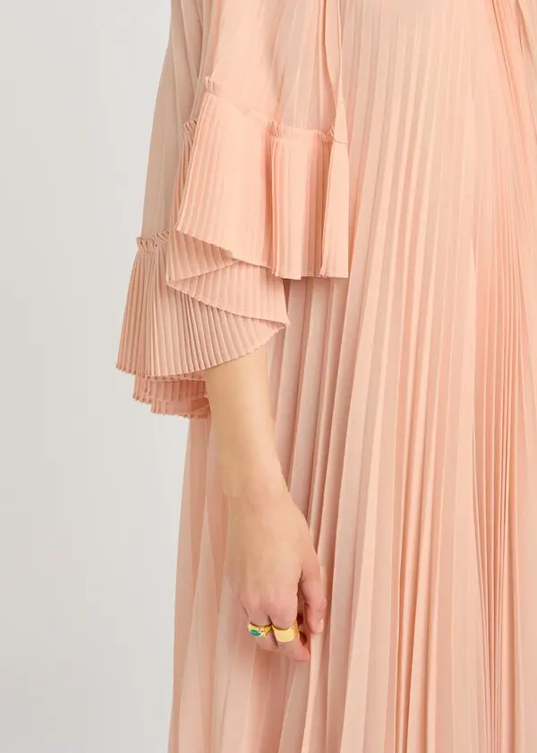 Zimmermann Pleated Cape-effect Chiffon Maxi Dress