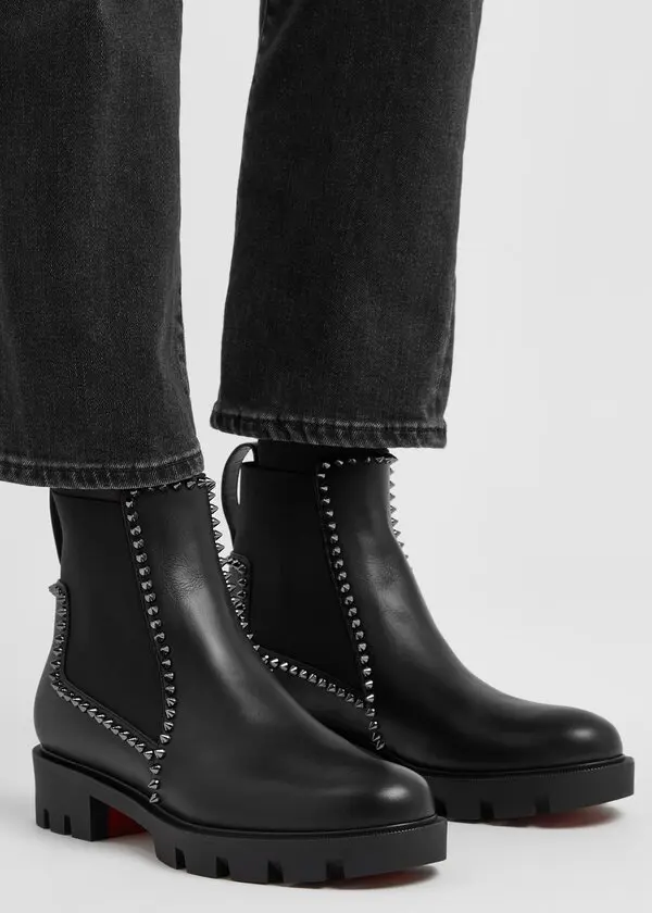 CHRISTIAN LOUBOUTIN Out Lina Spike Leather Ankle Boots