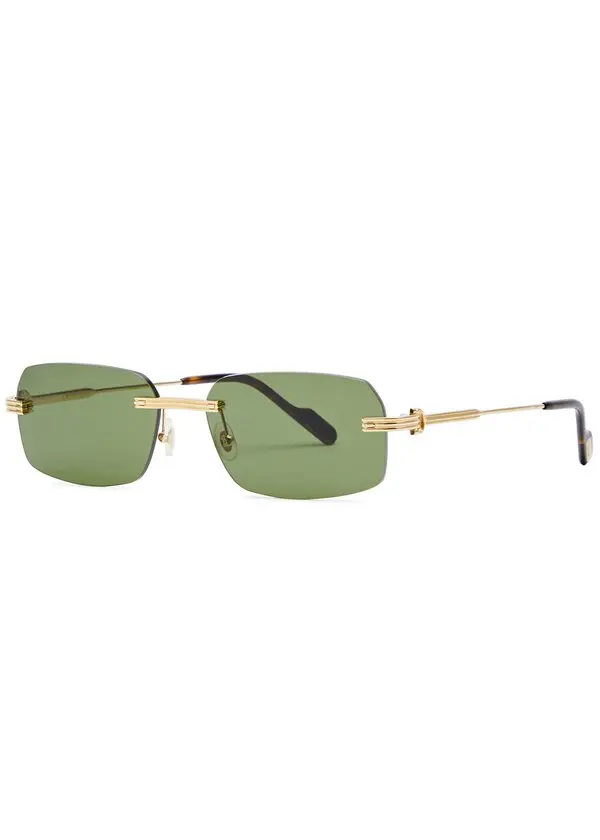 CARTIER Rectangle-frame Sunglasses - Gold