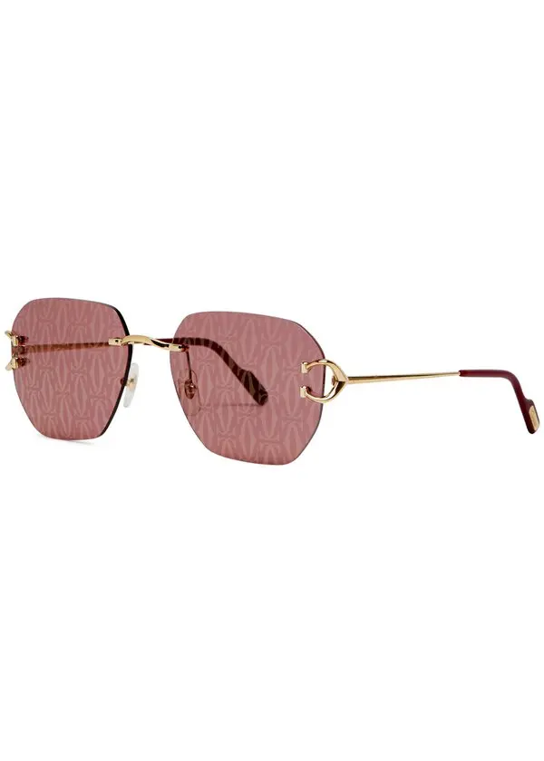 CARTIER Signature C De Printed Rimless Sunglasses - Gold