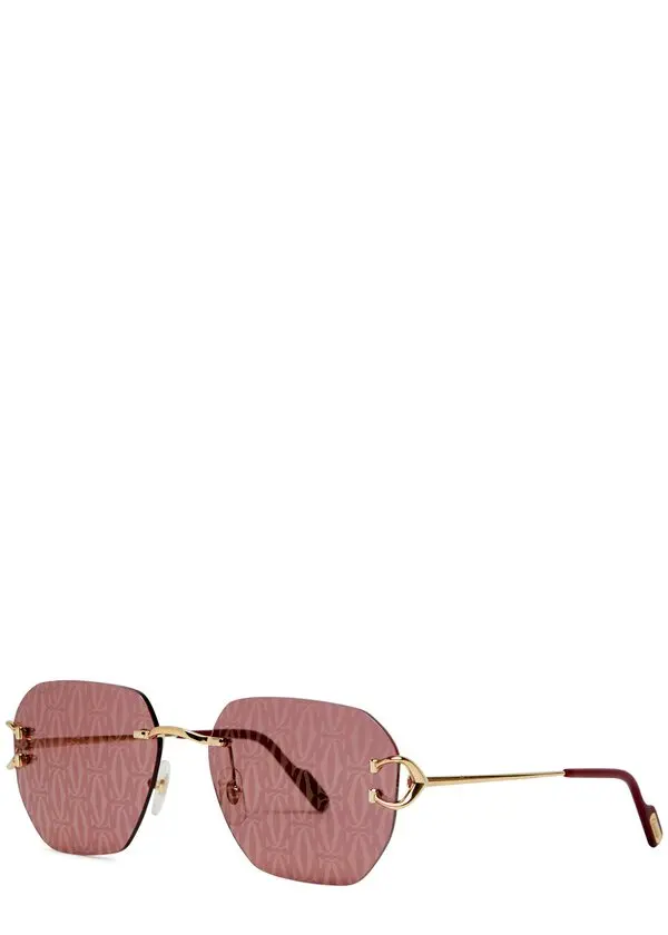 Cartier Signature C De Printed Rimless Sunglasses - Gold
