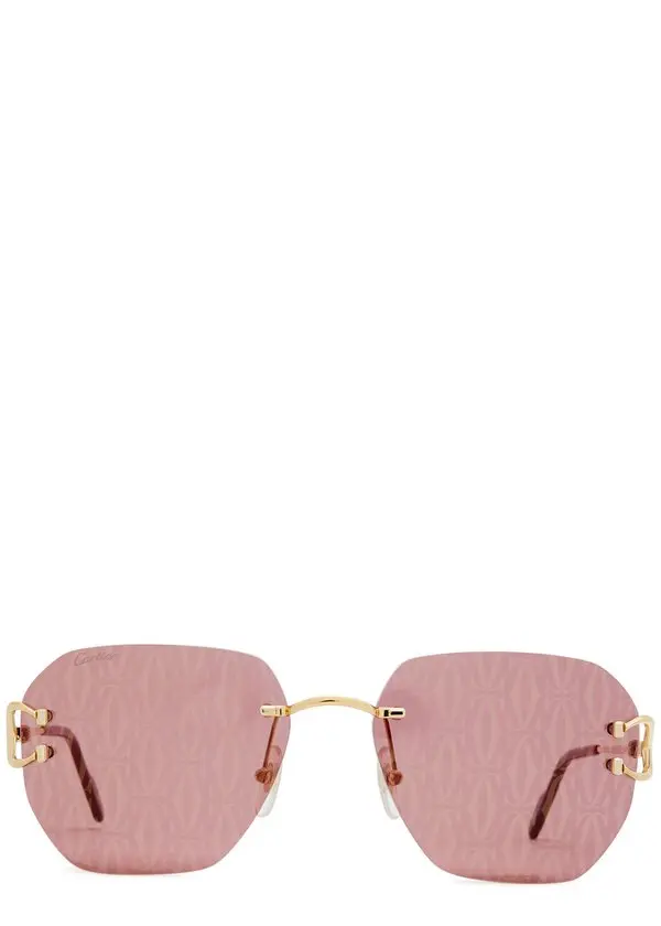 Cartier Signature C De Printed Rimless Sunglasses
