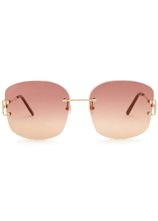 Cartier Signature C De Rimless Sunglasses - Pink