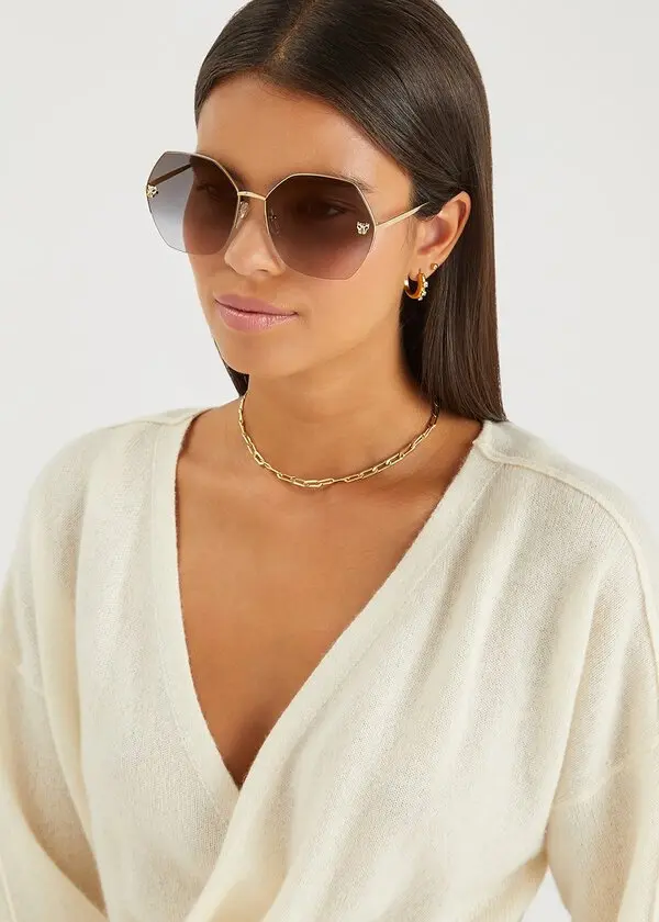 Cartier Panthère De Oversized Sunglasses - Gold