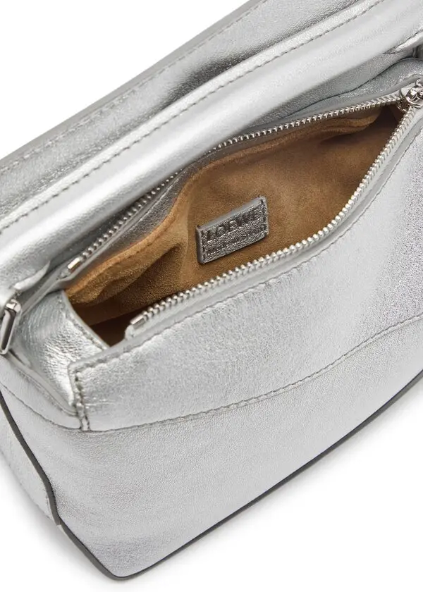 Loewe Puzzle Edge Mini Metallic Leather Cross-body Bag - Silver