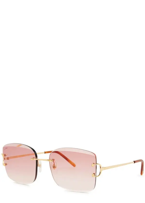 Cartier Signature C De Rimless Sunglasses - Gold