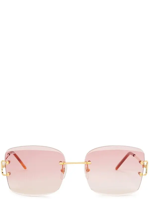 Cartier Signature C De Rimless Sunglasses - Gold