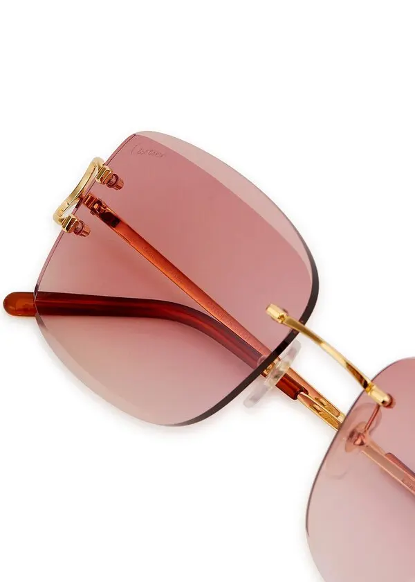 Cartier Signature C De Rimless Sunglasses - Gold