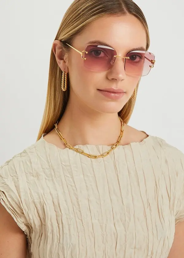 Cartier Signature C De Rimless Sunglasses - Gold