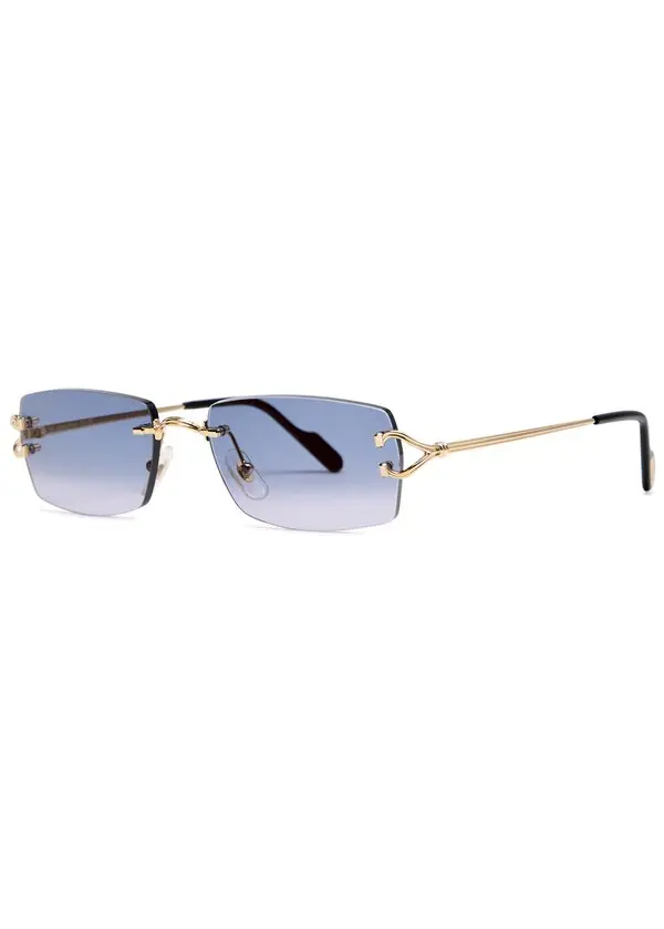 Cartier Signature C De Rectangle-frame Sunglasses - Blue