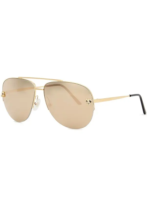 CARTIER Panthère De Aviator-style Sunglasses - Gold