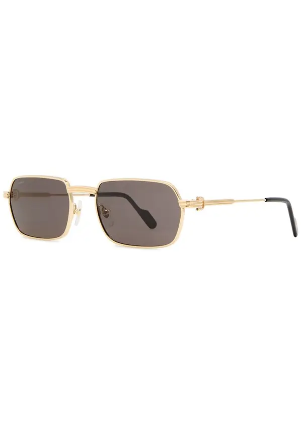CARTIER Rectangle-frame Sunglasses - Gold