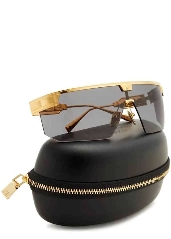 Balmain Rimless Wrap-around Sunglasses