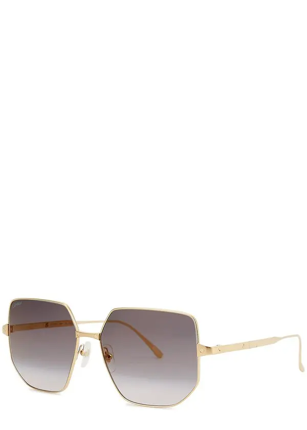 Cartier Santos De Square-frame Sunglasses - Gold