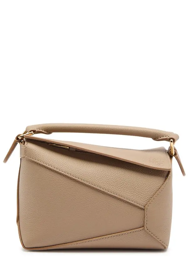 Loewe Puzzle Edge Mini Leather Top Handle Bag - Sand