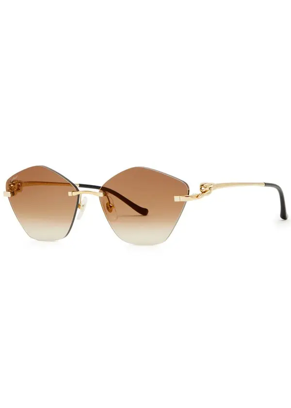 CARTIER Rimless Hexagon-frame Sunglasses - Gold