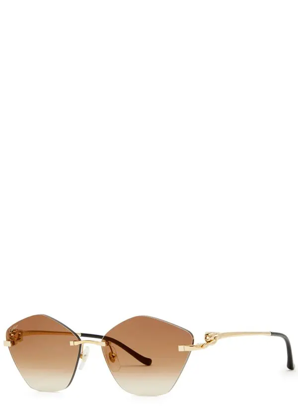 Cartier Rimless Hexagon-frame Sunglasses - Gold