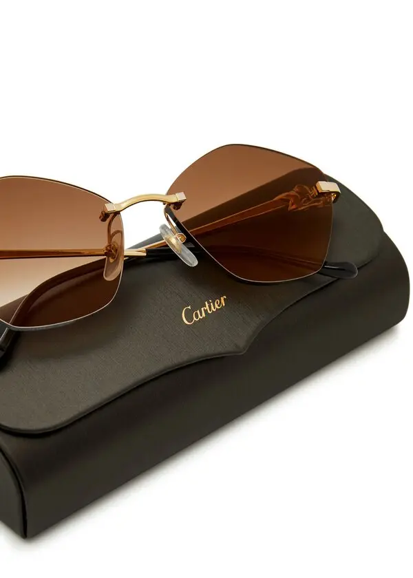 Cartier Rimless Hexagon-frame Sunglasses