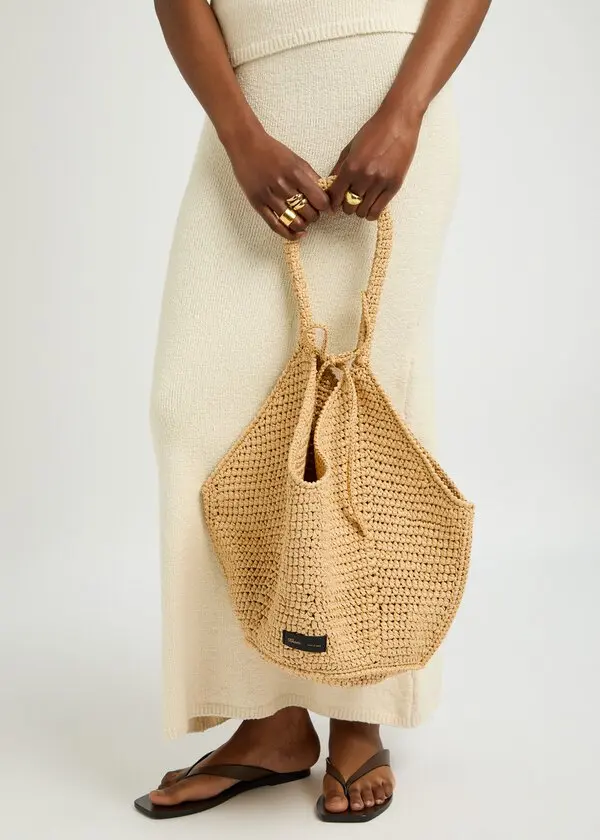 Khaite Lotus Medium Raffia Tote