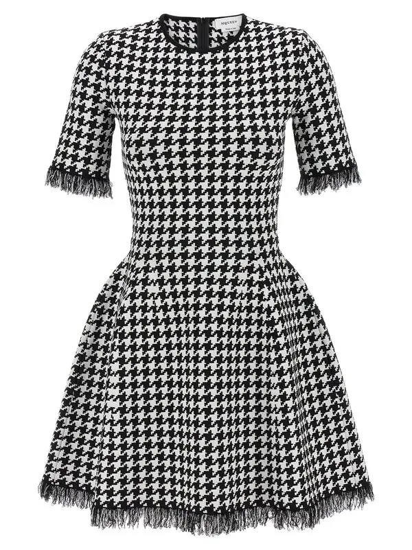 Alexander McQueen Houndstooth Jacquard Mini Dress