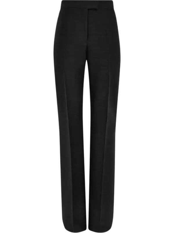 FERRAGAMO Wool Faille Trousers - Black