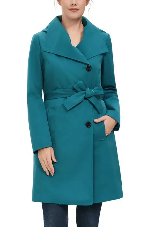KIMI + KAI Elsa Hooded Trench Coat - Teal